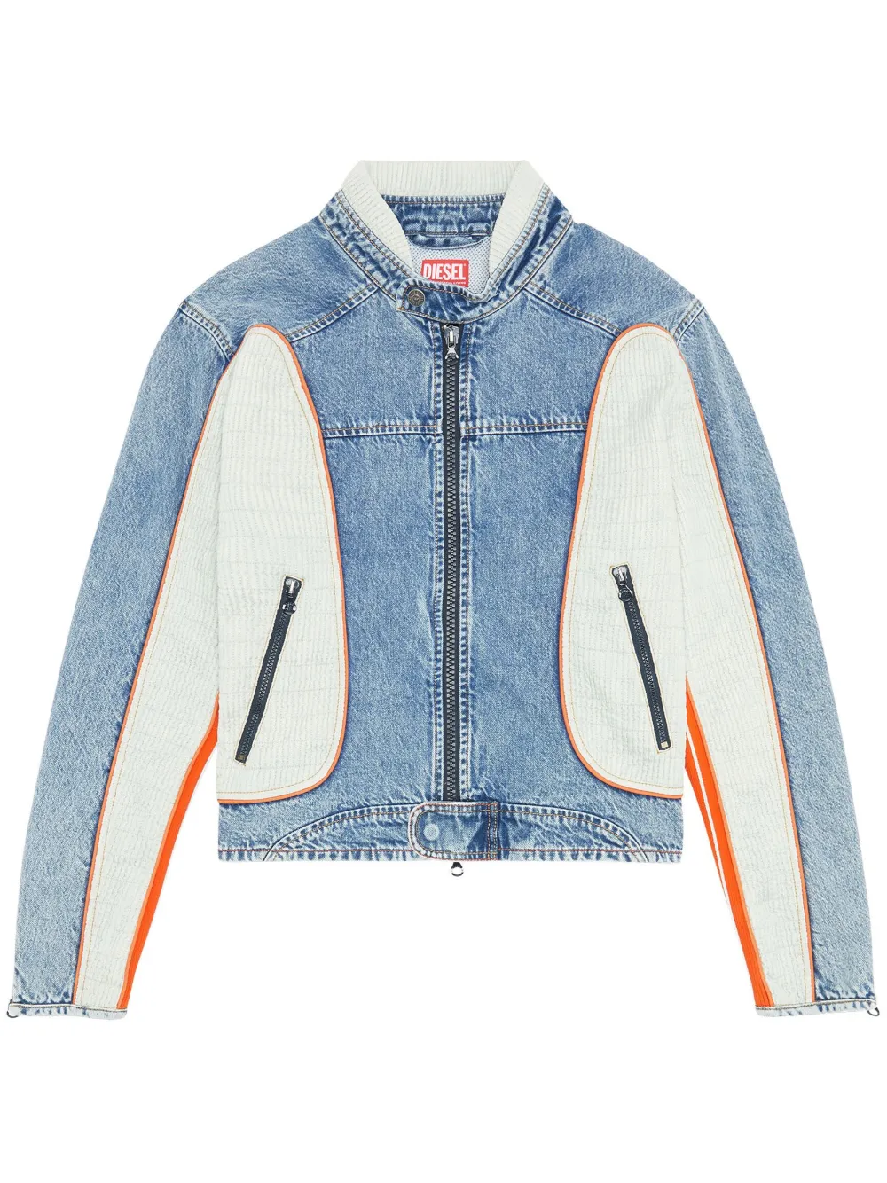 Diesel Embossed-logo Panelled Jacket In Blue | ModeSens
