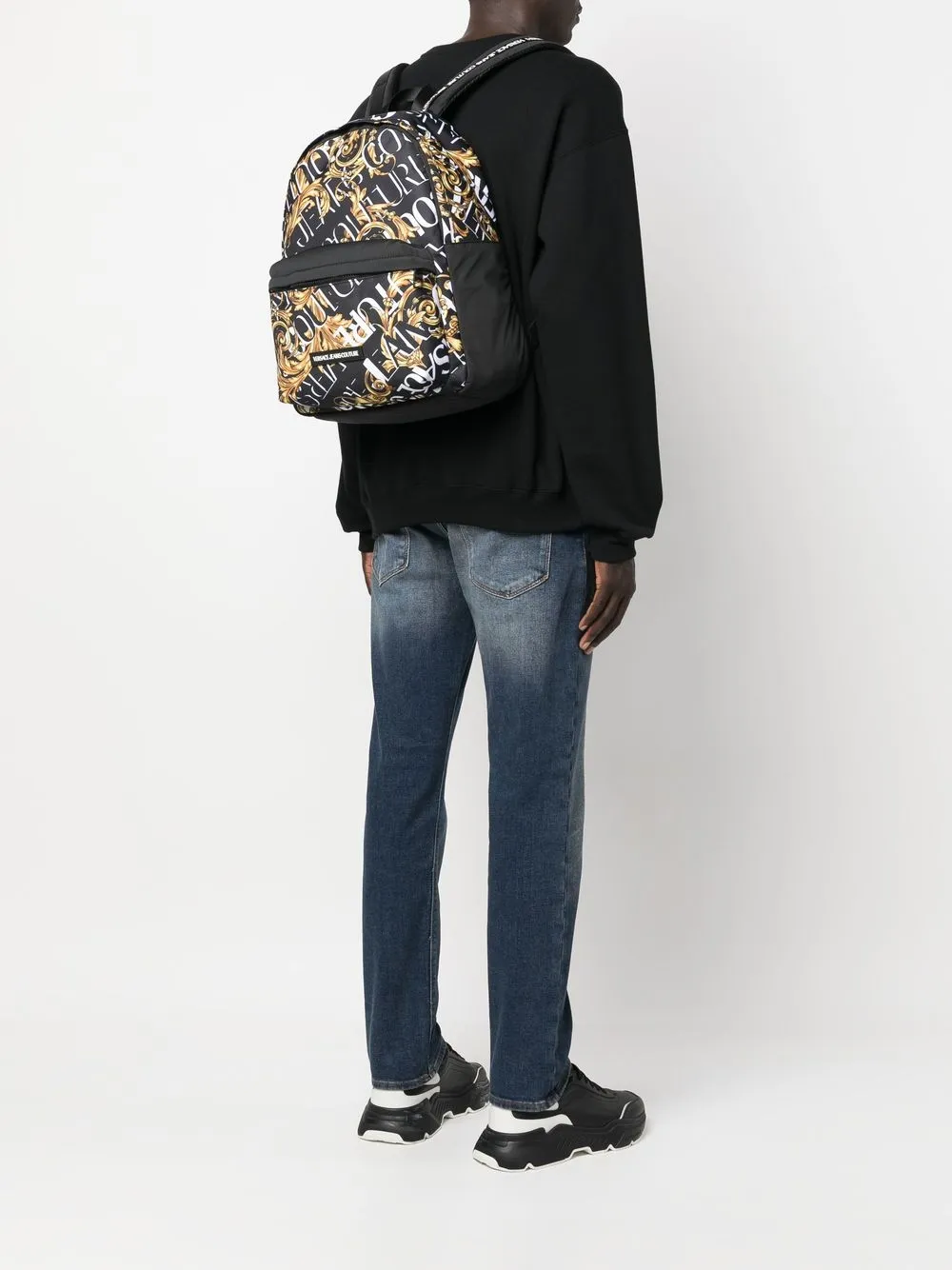 Versace Jeans Couture Logo-print Backpack In Black | ModeSens