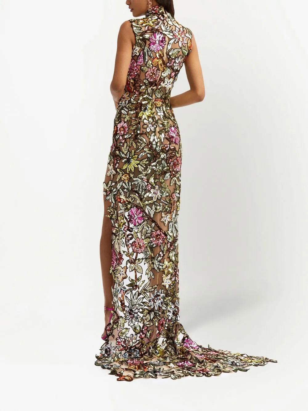 Oscar De La Renta Floral Sequin Embroidered Gown In Multi Modesens