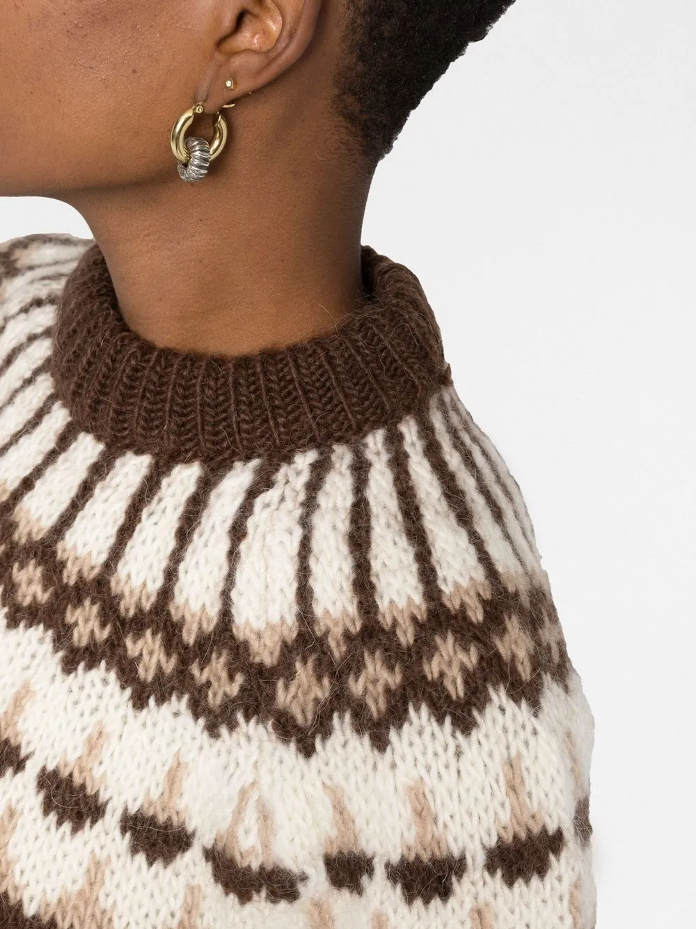 Saint Laurent Patterned intarsia-knit Jumper | Neutrals | FARFETCH