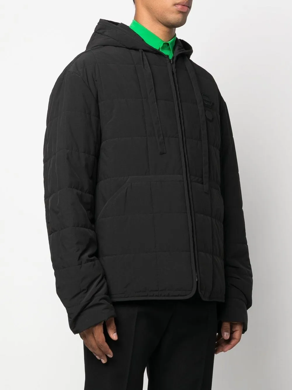 Off-White Logo Patch Quilted Jacket | Black | FARFETCH UK