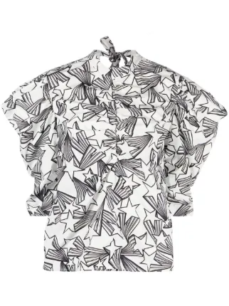 MSGM Shooting Stars-print puff-sleeve Blouse | White | FARFETCH