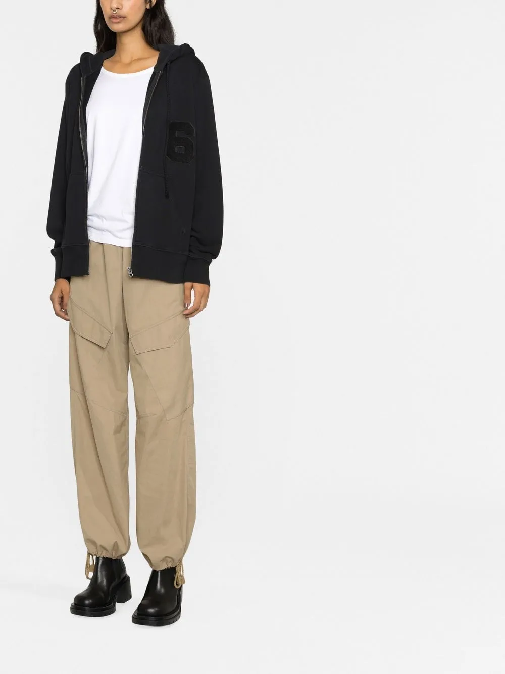 Mm6 Maison Margiela Long-sleeve Zip-up Hoodie In Black | ModeSens