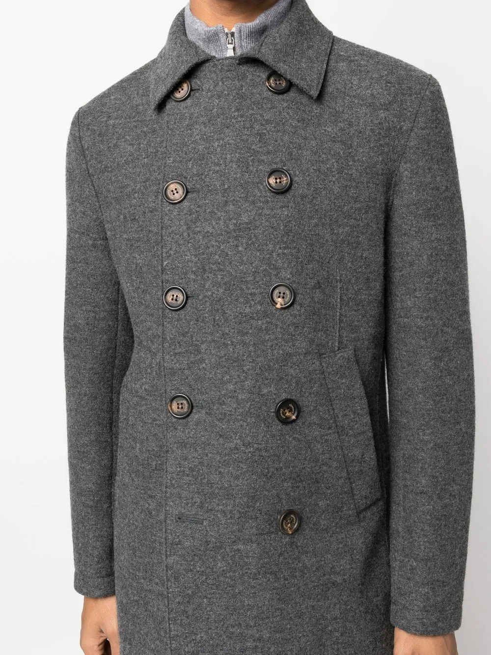 Eleventy Double-breasted Wool Coat In Grau | ModeSens
