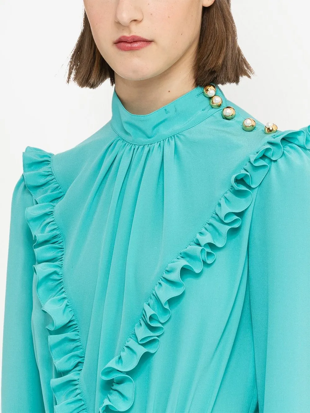 Miu Miu ruffle-detail long-sleeve Dress - Farfetch