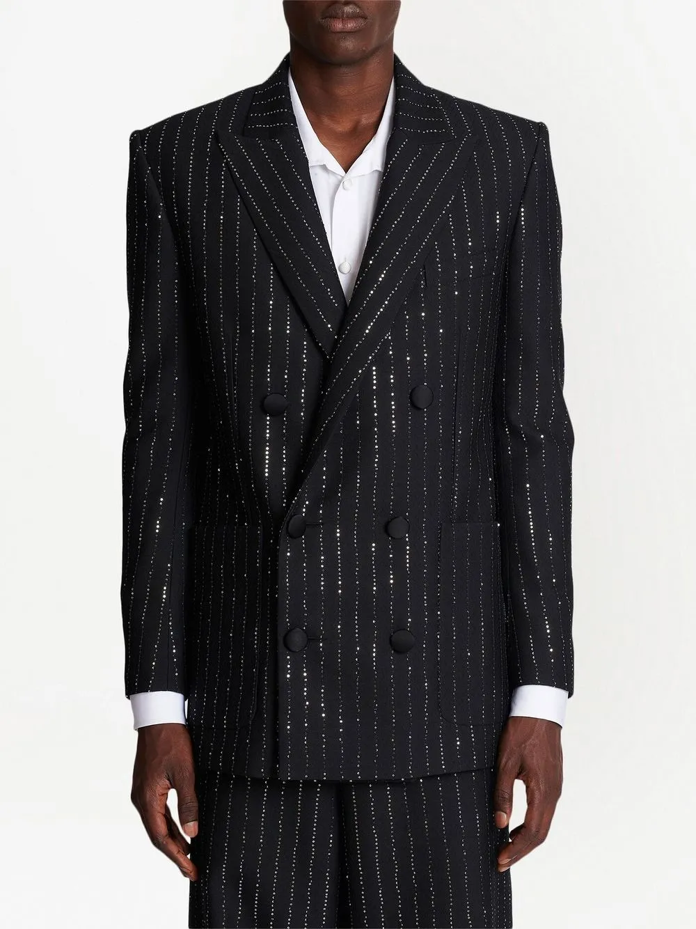 Balmain Crystal-embellished Double-breasted Blazer In Black | ModeSens