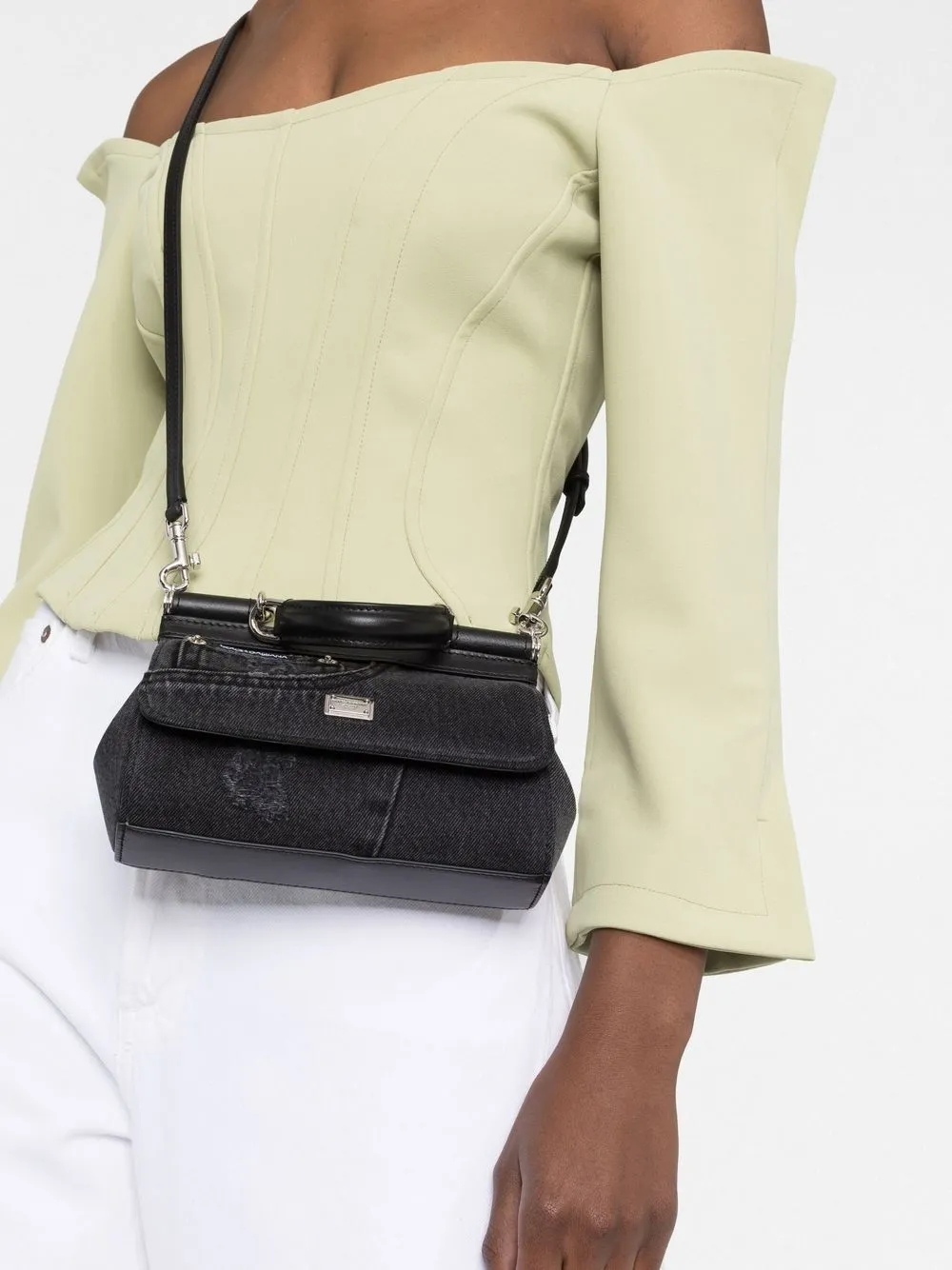 Dolce & Gabbana Small Sicily Denim Tote Bag In Black | ModeSens