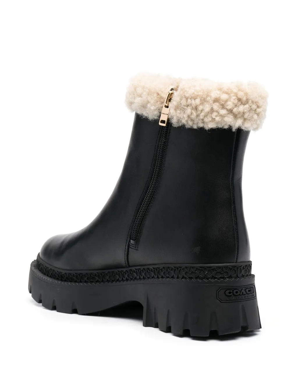 Coach Faux-shearling Chunky Boots In Black & Natural | ModeSens