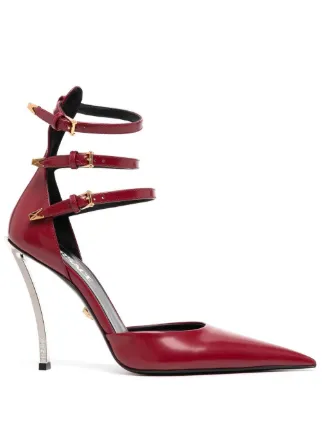 Versace 120mm pointed-toe Leather Sandals | Red | FARFETCH VN