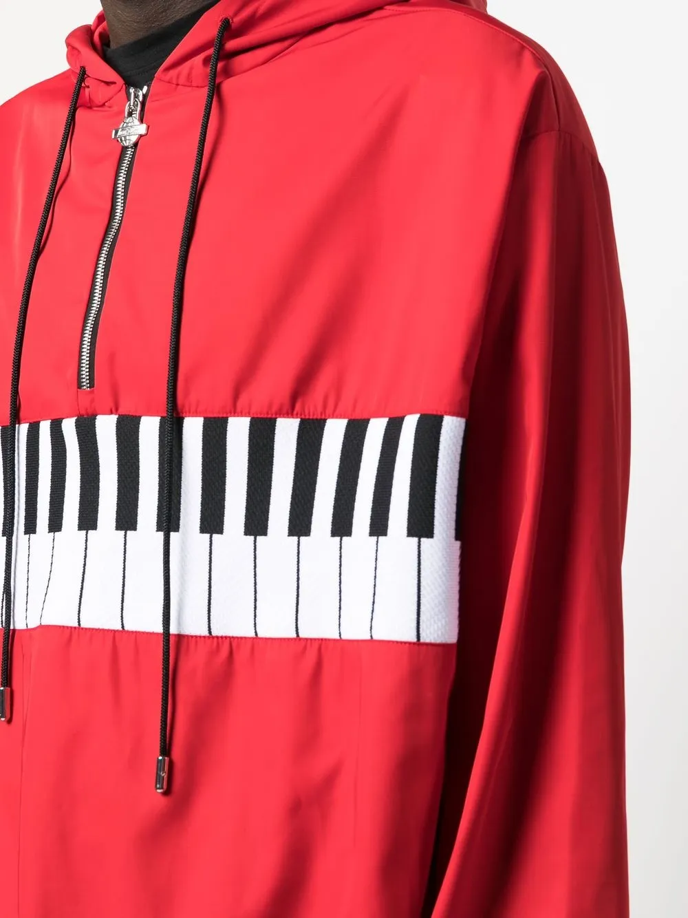 Just Don Keyboard Graphic-print Half-zip Hooded Jacket In Red | ModeSens