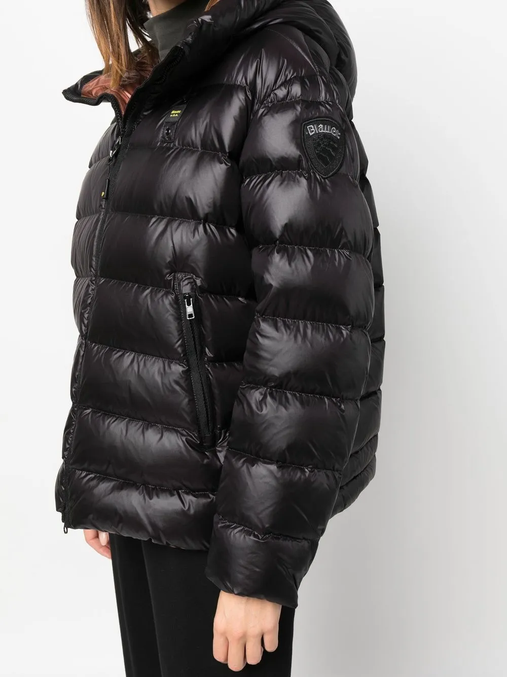 Blauer Logo-patch Hooded Puffer Jacket In Black | ModeSens