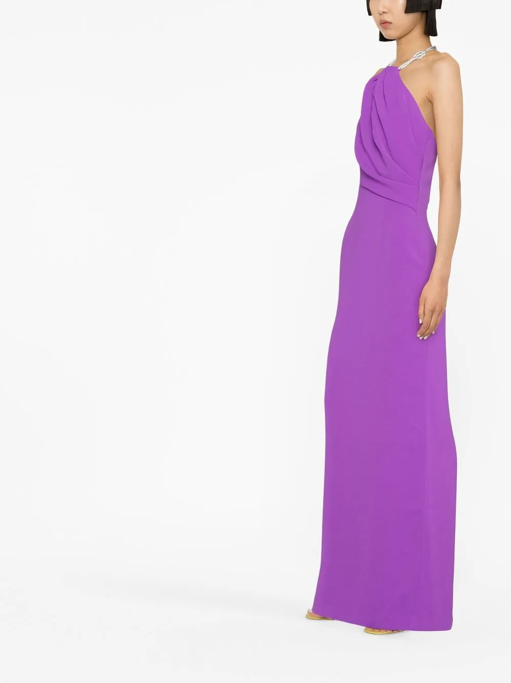 Solace London Purple Long Dress With American Neckline And Jewel ...
