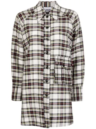 GANNI Checked long-sleeve Shirt | Black | FARFETCH