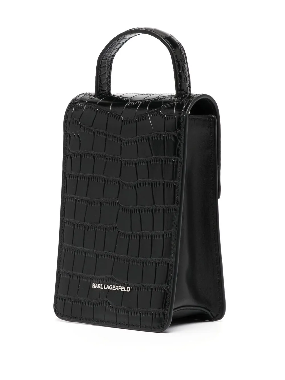 Karl Lagerfeld K/ikonic Croco-embossed Crossbody Bag In Black | ModeSens