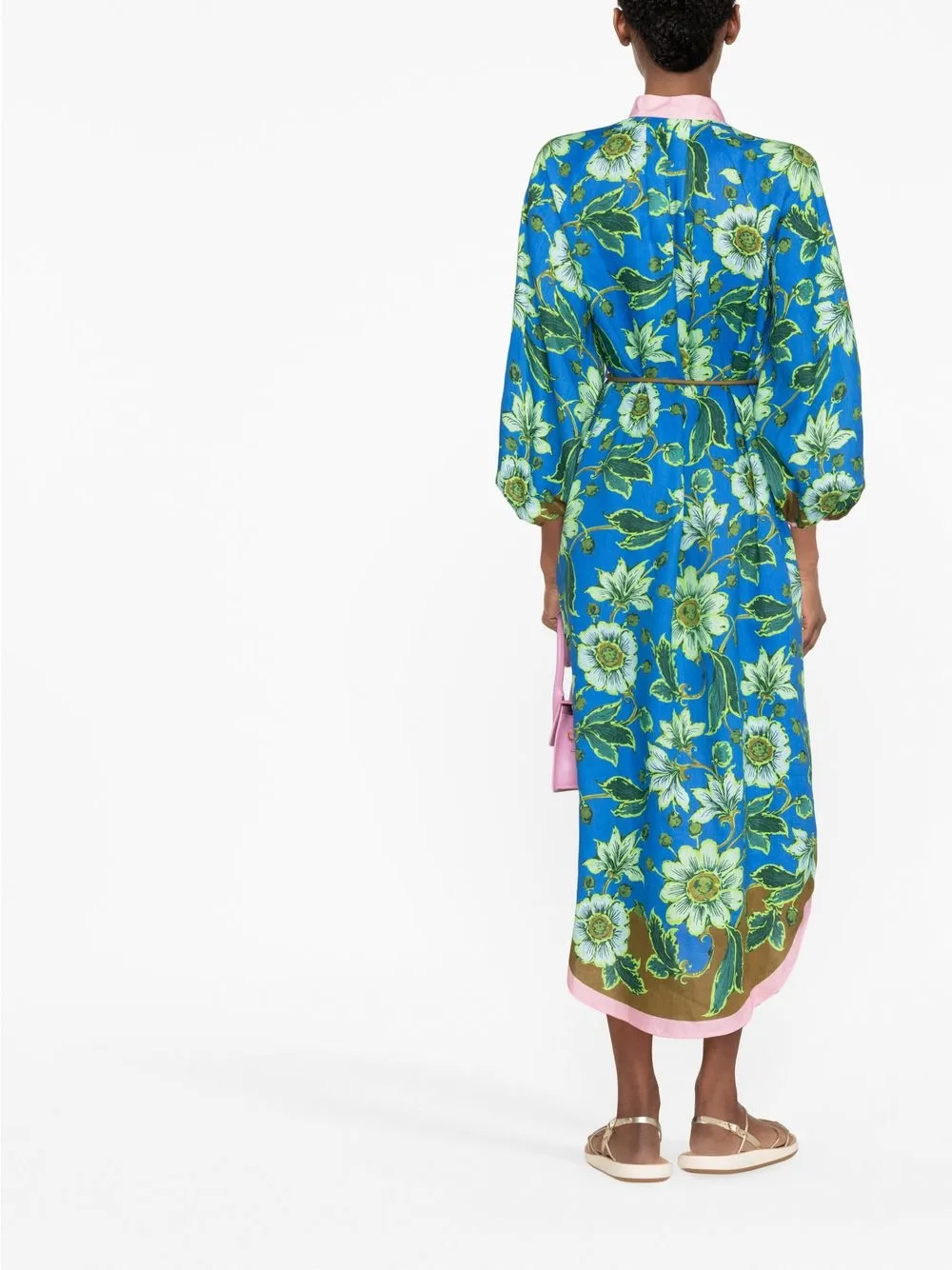 Alemais Blue Winnie Floral Print Shirt Dress | ModeSens