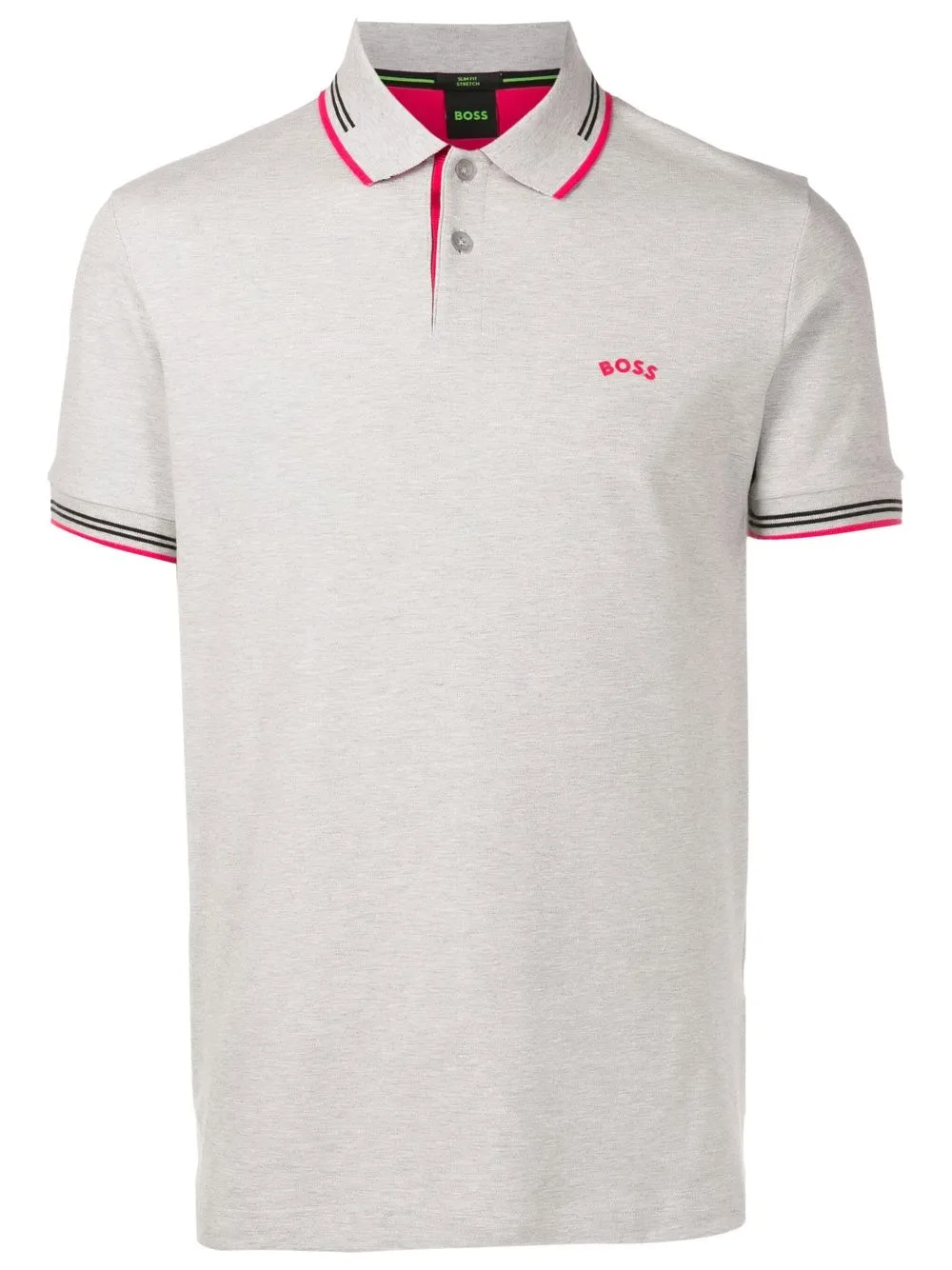 BOSS Camisa Polo Com Logo Curvo | Cinza | FARFETCH BR