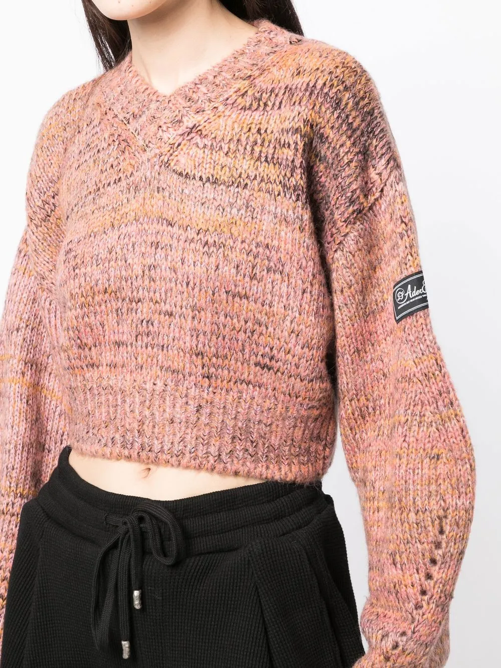 Ader Error logo-patch V-neck Cropped Jumper - Farfetch