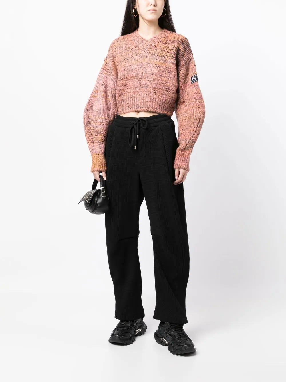 Ader Error logo-patch V-neck Cropped Jumper - Farfetch