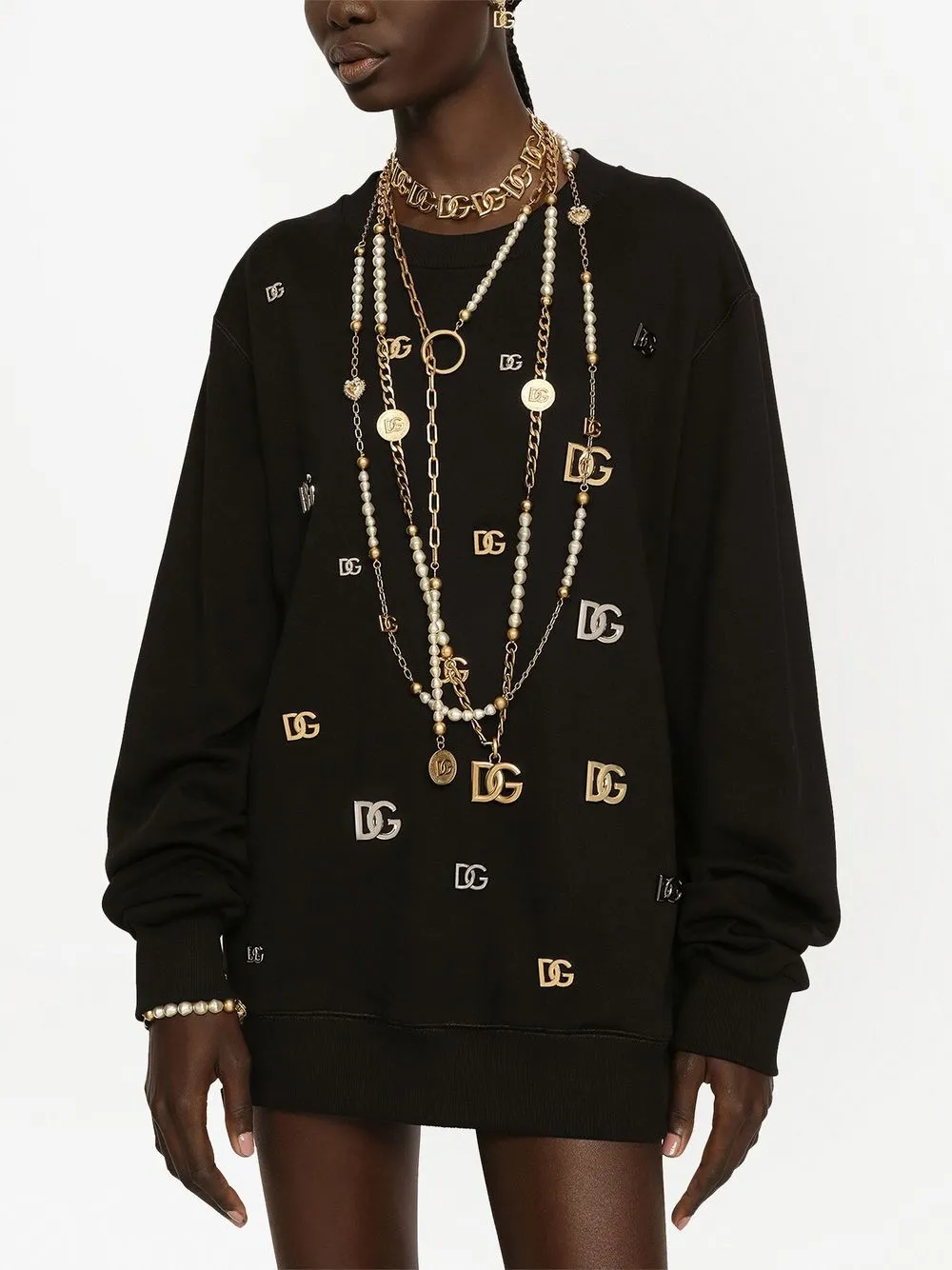 Dolce & Gabbana DG-logo Plaques Cotton Sweatshirt - Farfetch