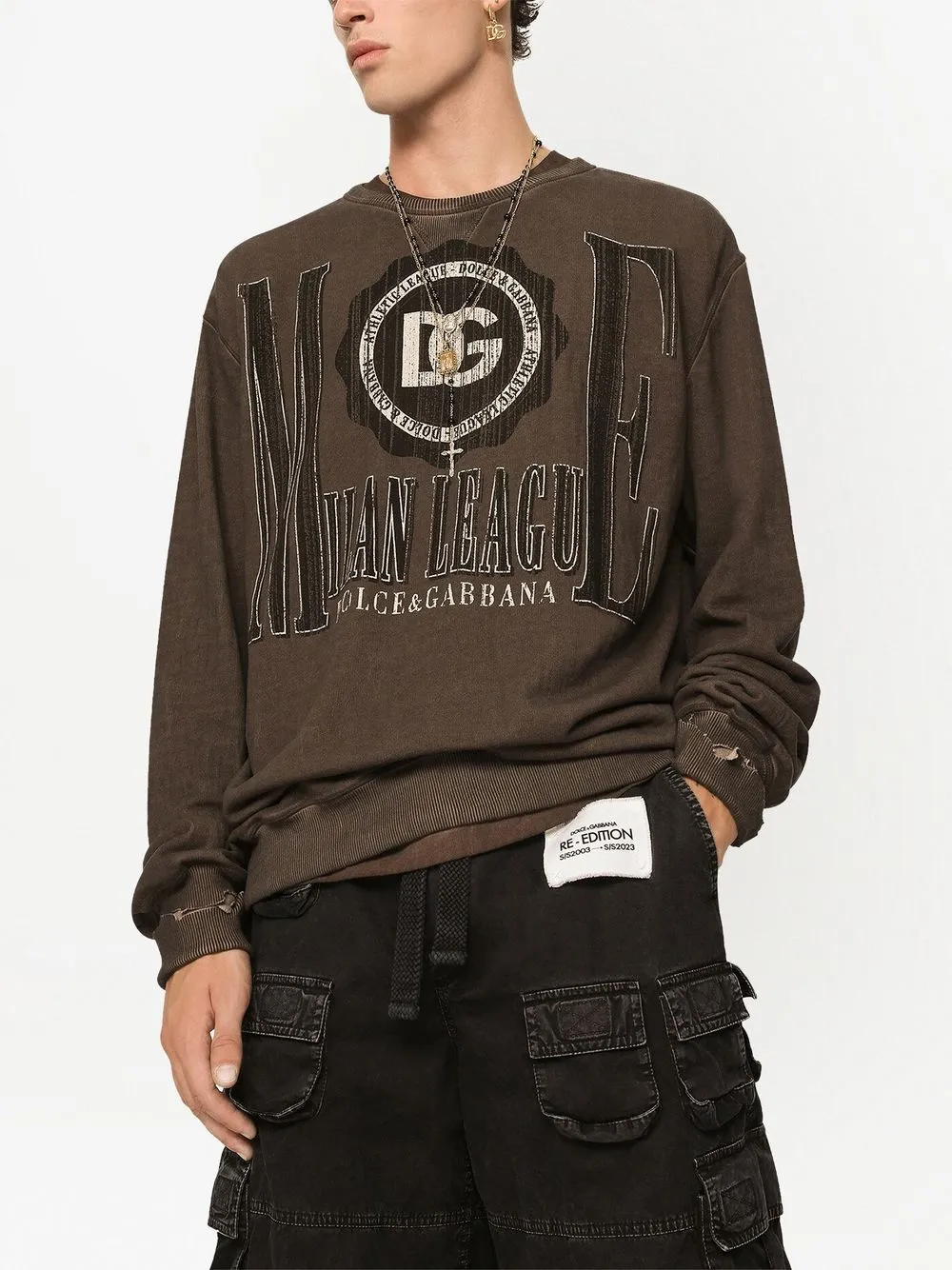 Dolce & Gabbana logo-print Cotton Sweatshirt | Brown | FARFETCH