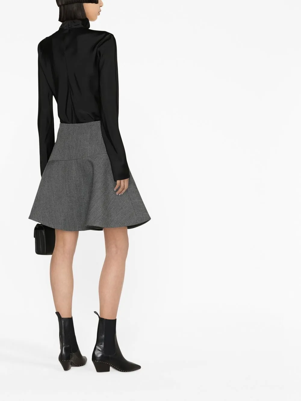 Jil Sander A-line Flared Wool Mini Skirt | Grey | FARFETCH