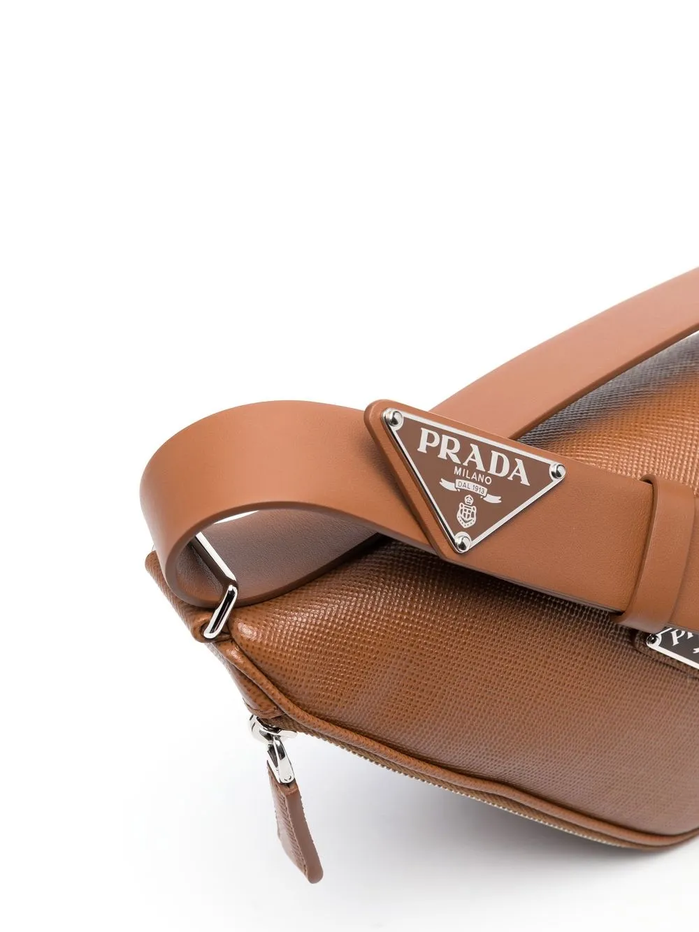 Prada Triangle Saffiano-leather Shoulder Bag | Brown | FARFETCH UK