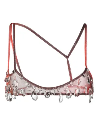 GCDS crystal-embellished Mesh Bra Top | Orange | FARFETCH UK