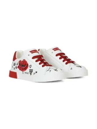 Dolce & Gabbana Kids Side poppy-print low-top Sneakers | White | FARFETCH