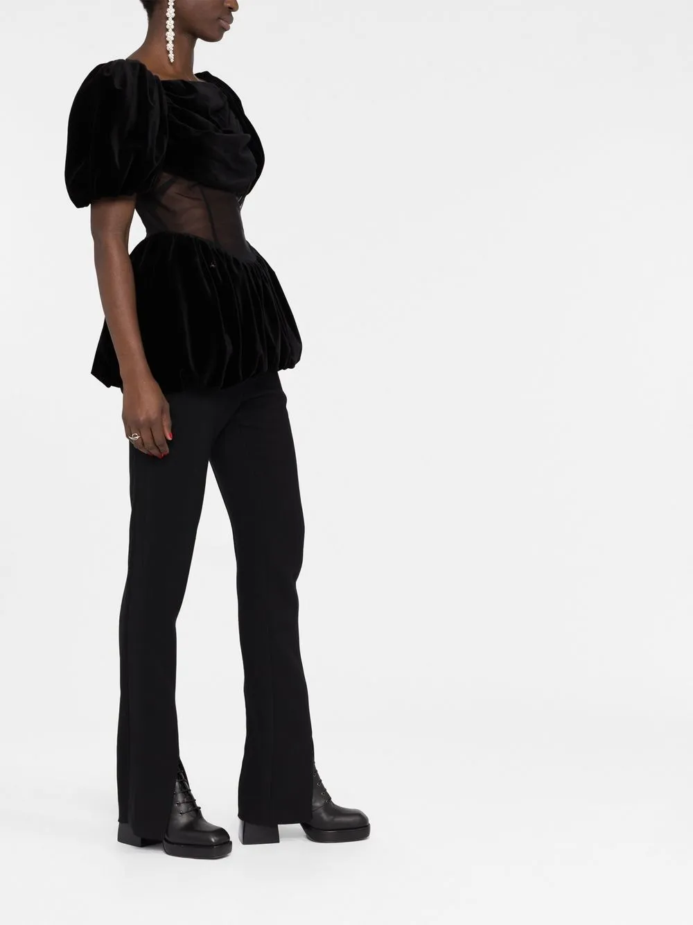 Simone Rocha Black Sculpted Puff Sleeve Mini Dress Modesens