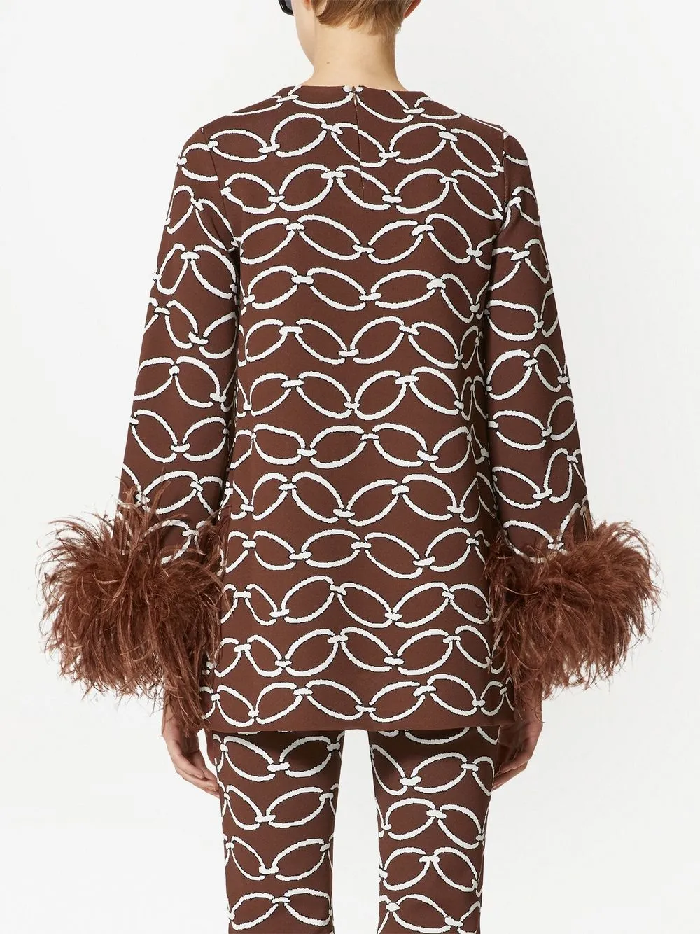 Valentino Garavani feather-trim chain-print Top - Farfetch
