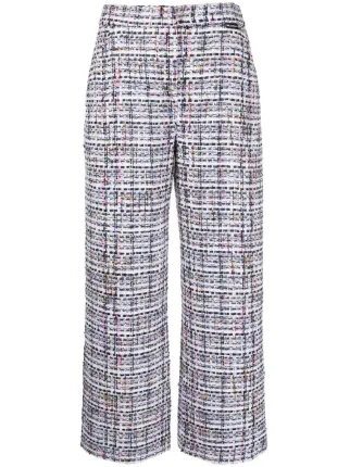 Karl Lagerfeld Boucle Tweed Cropped Trousers | White | FARFETCH