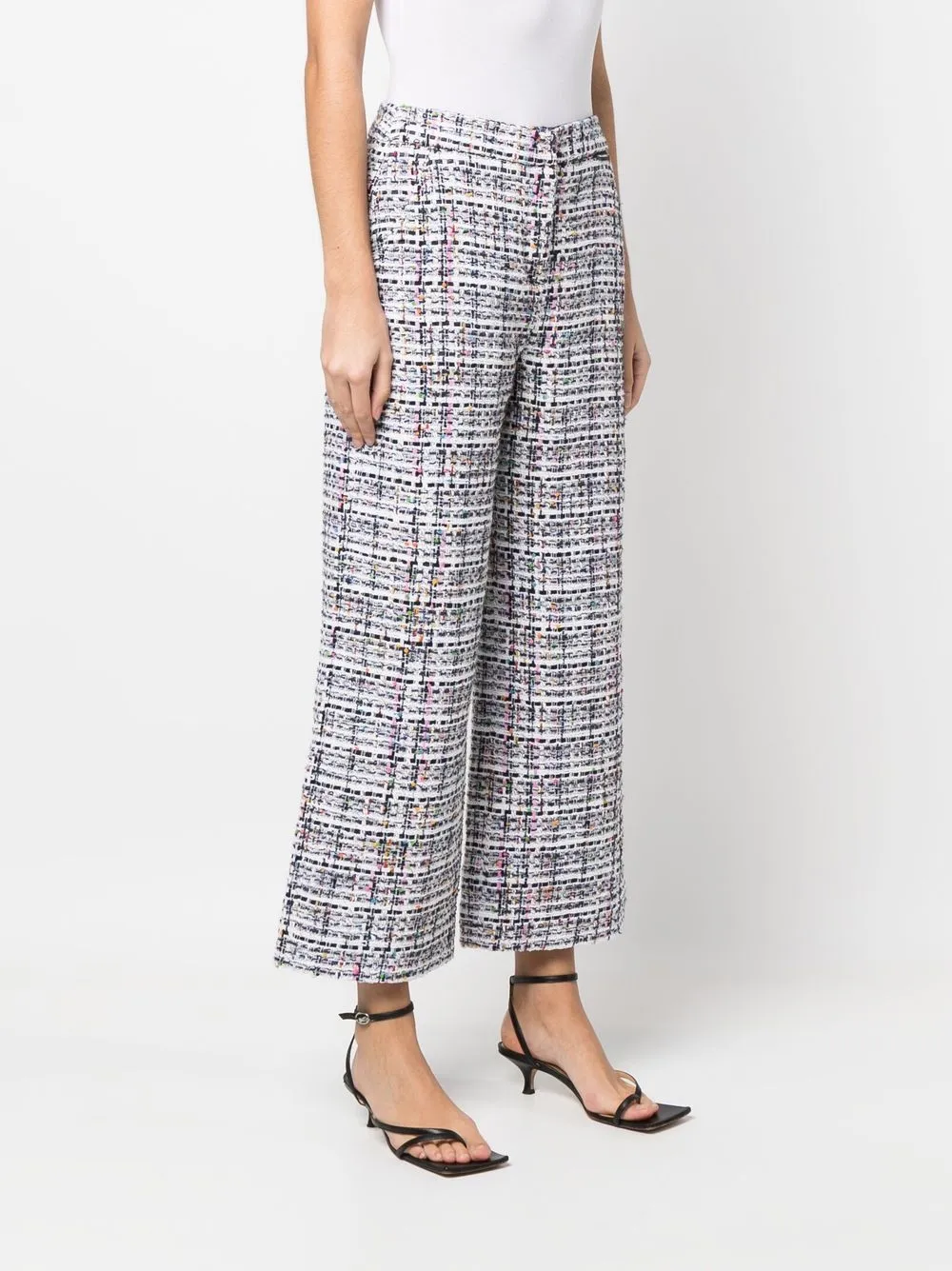 Karl Lagerfeld Boucle Tweed Cropped Trousers | White | FARFETCH