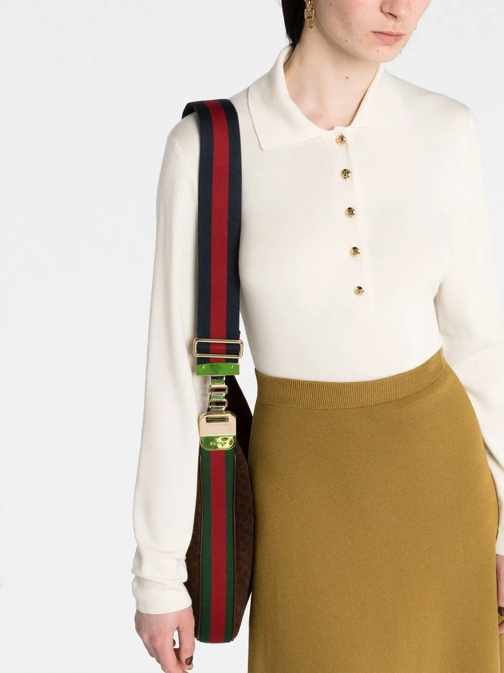 Gucci rib-stitch Cashmere Polo Jumper | White | FARFETCH