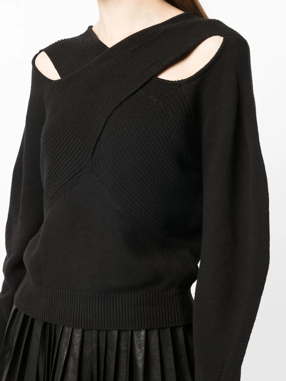 J Koo crossover-neck ribbed-knit Jumper - Farfetch