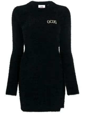 GCDS crystal-logo Brushed Mini Dress | Black | FARFETCH