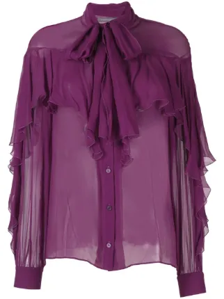 Alberta Ferretti Ruffled Silk Blouse - Farfetch