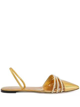 Giuseppe Zanotti Claralie rhinestone-embellished Slingback Pumps | Gold ...
