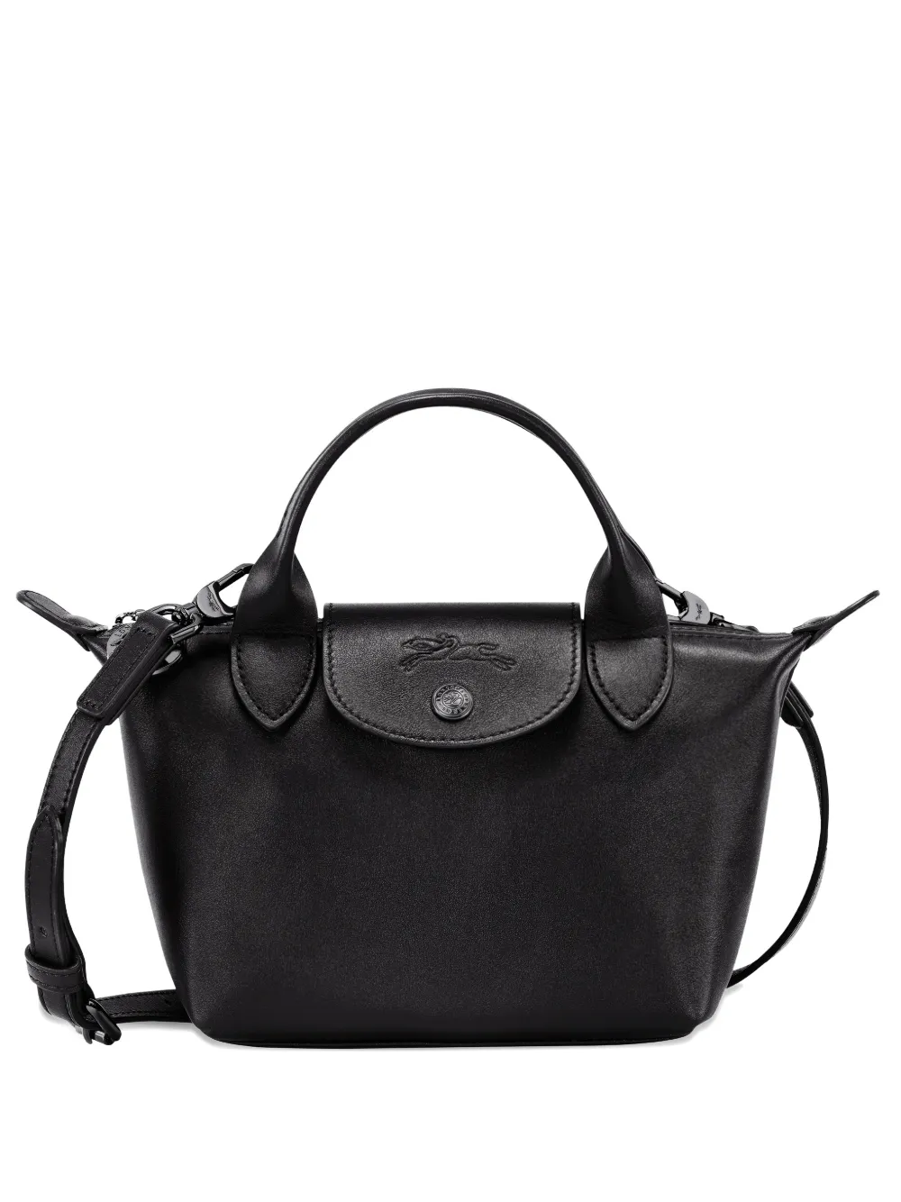 Longchamp Mini Le Pliage Leather Mini Tote Bag | Black | FARFETCH CA