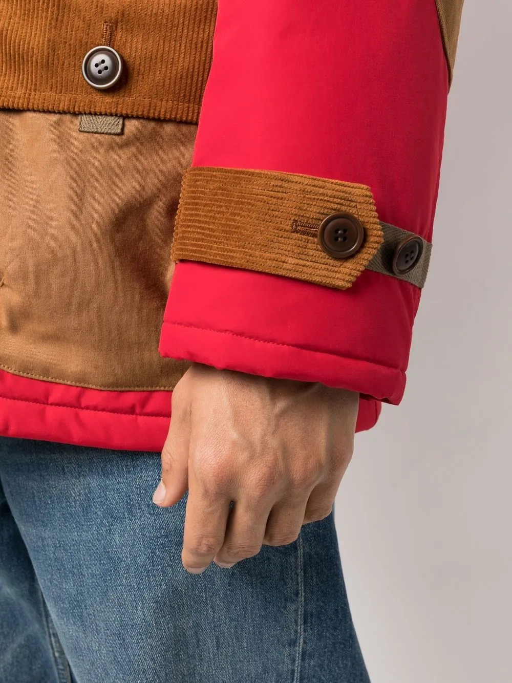 Junya Watanabe X Jamiroquai Hooded Corduroy-panel Coat In 红色 | ModeSens