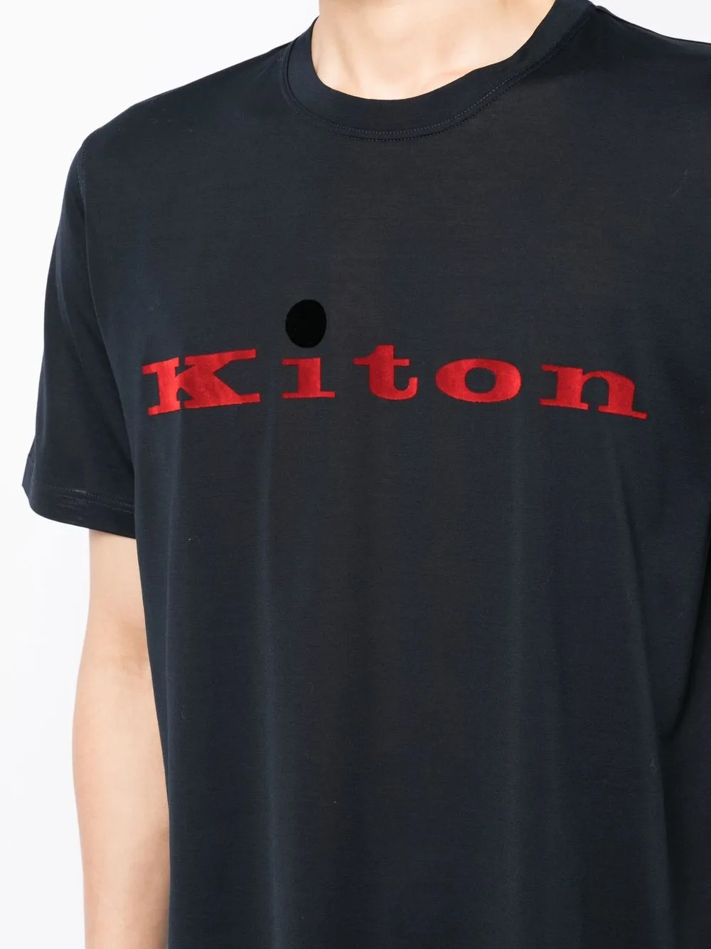 Kiton Logo-embroidered Cotton T-shirt In Blue | ModeSens