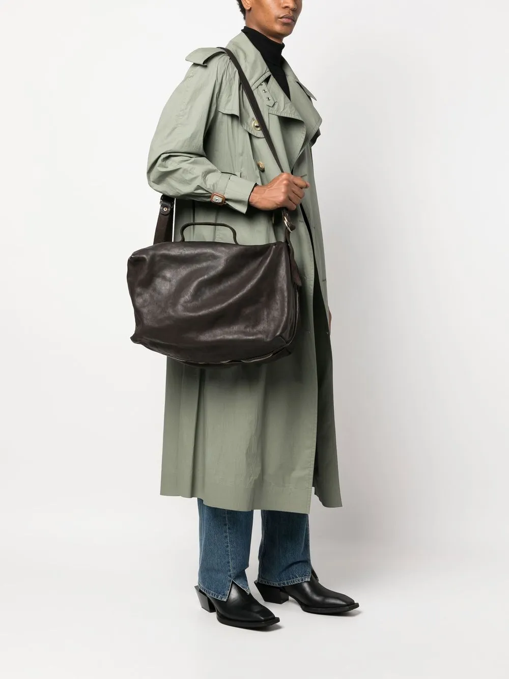 Guidi Oversize Leather Shoulder Bag In 褐色 | ModeSens