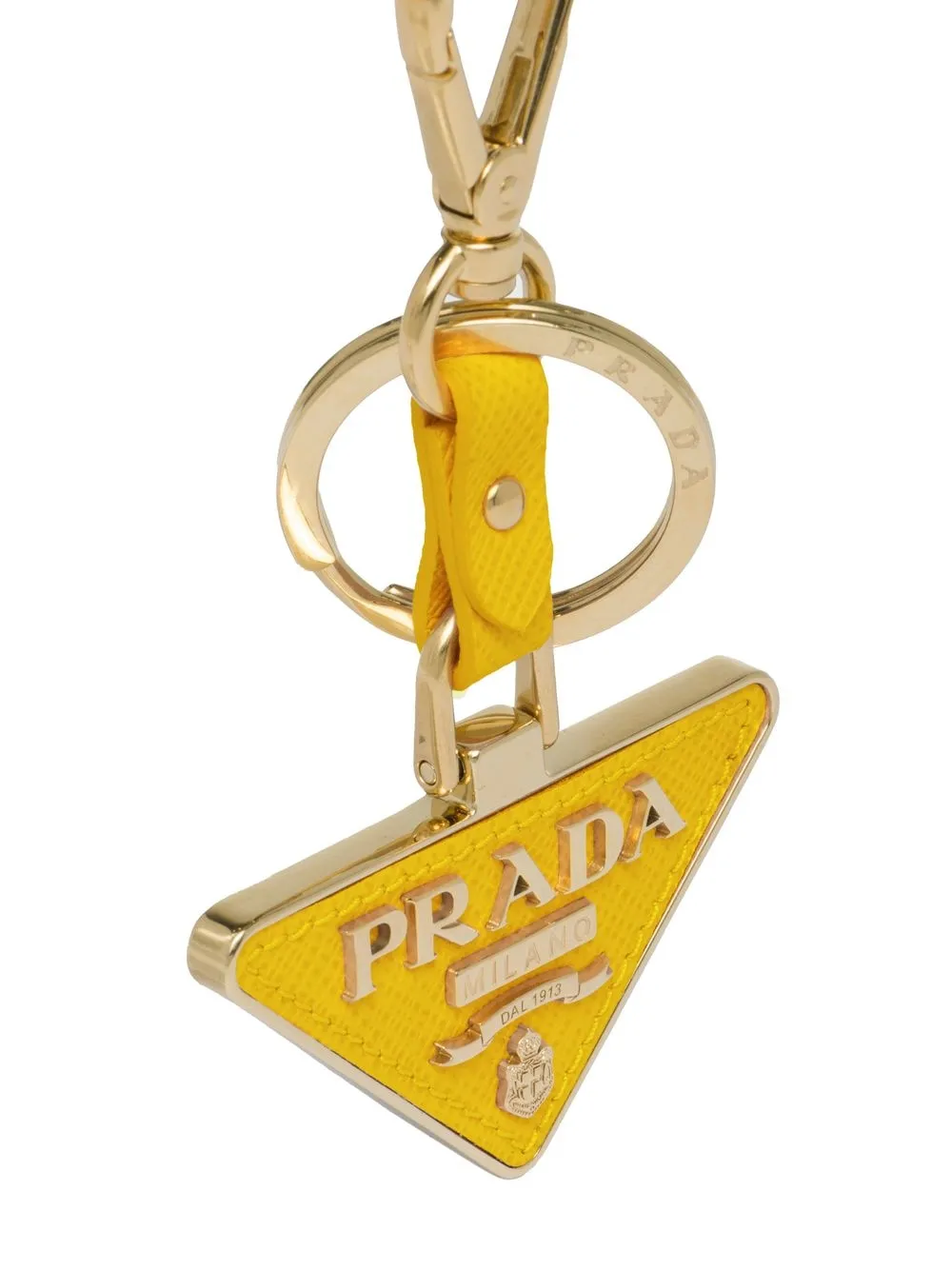 Prada Leather logo-charm Key Ring | Yellow | FARFETCH UK