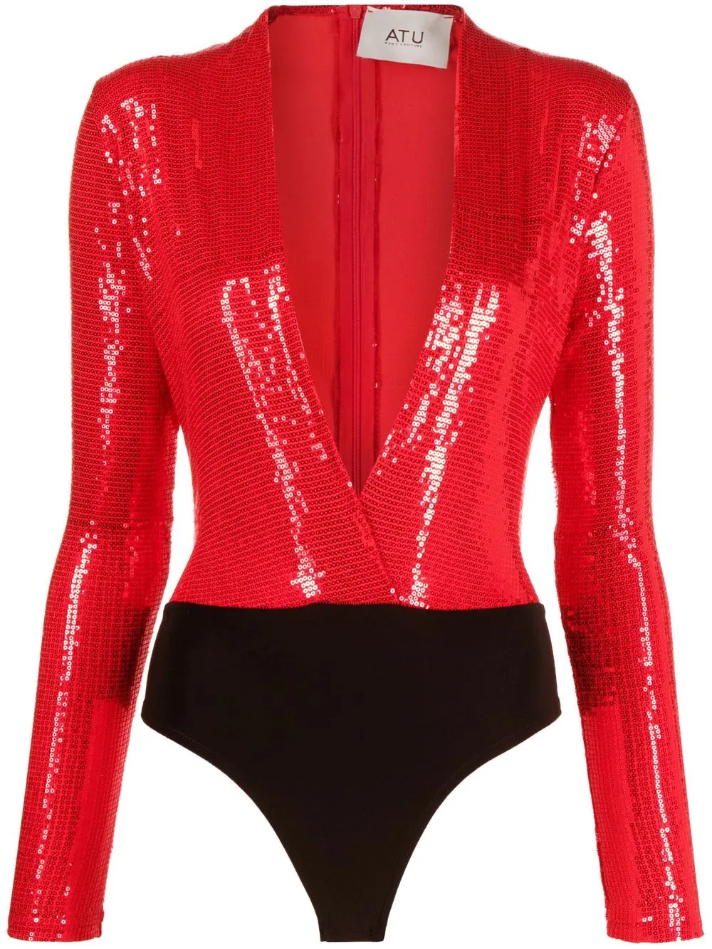 Atu Body Couture Plunging V neck Sequined Bodysuit Farfetch