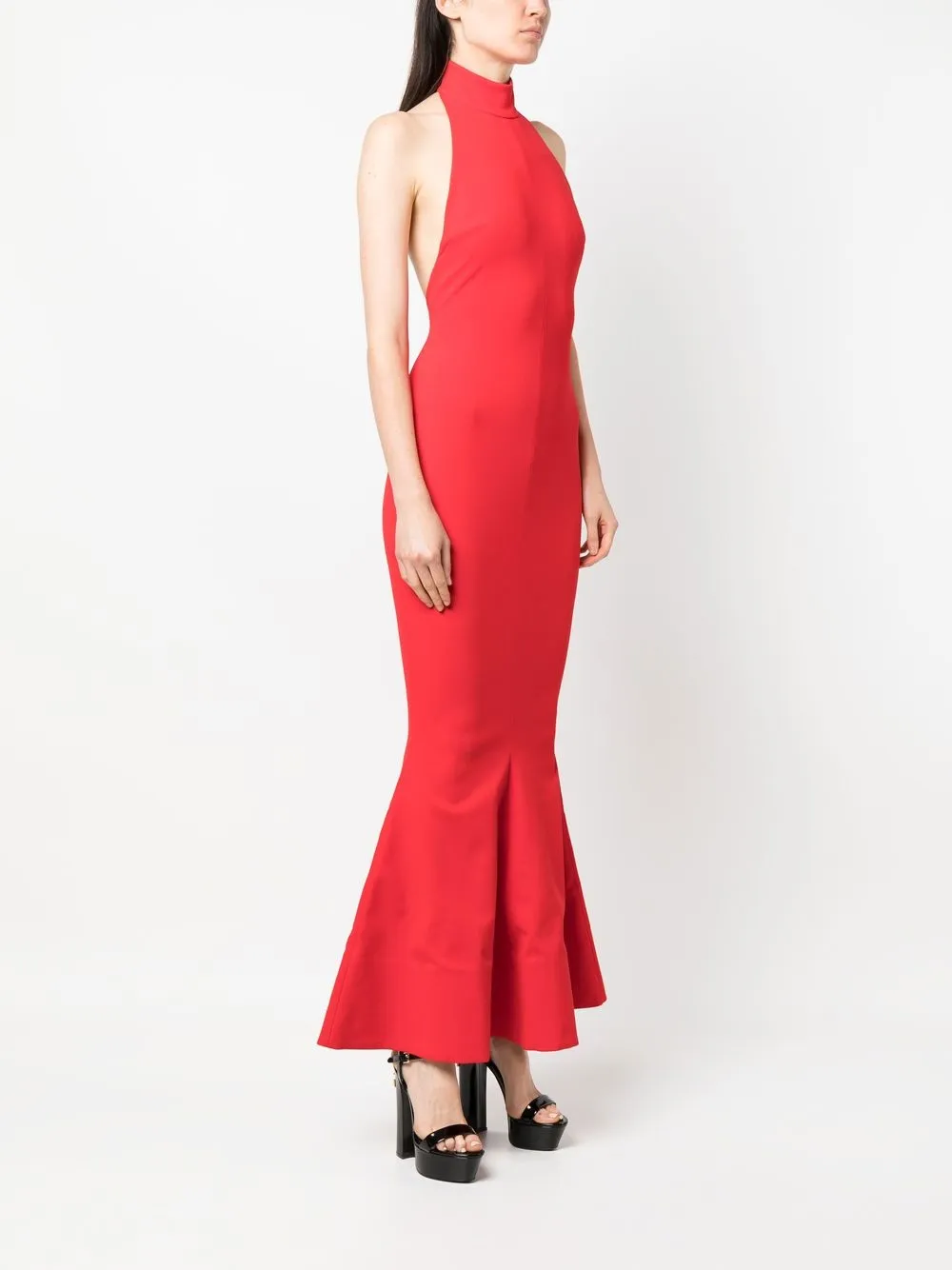Solace London Lula Halterneck Mermaid Dress In Red | ModeSens
