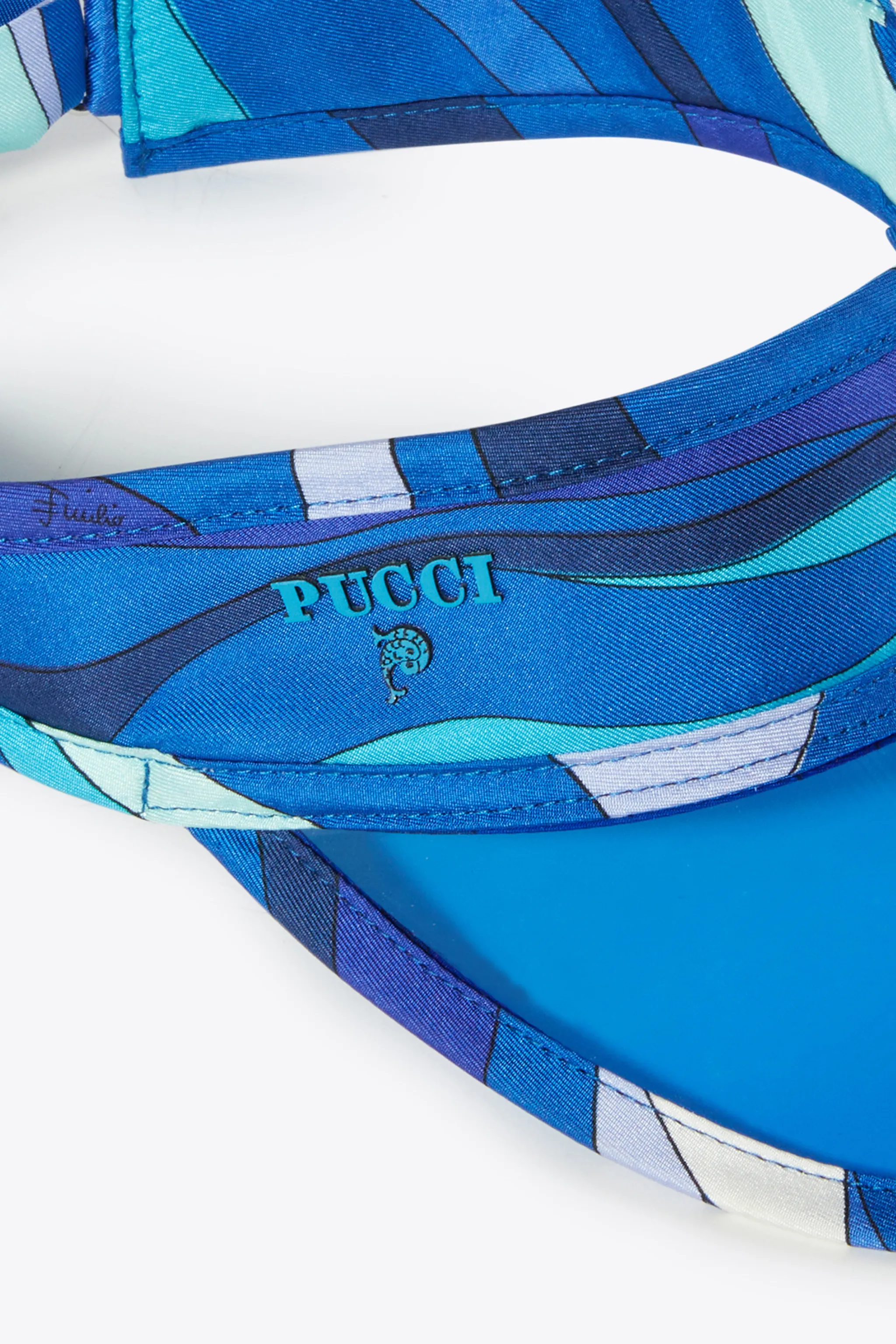 Marmo-Print Silk-Twill Visor in blue | PUCCI
