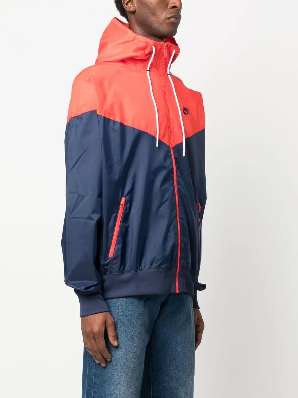 Nike embroidered-logo zip-up Hooded Jacket | Blue | FARFETCH UK