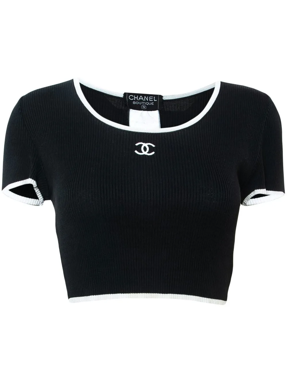 CHANEL Pre Owned Top Corto Con Logo CC Bordado 1990 Farfetch CHANEL Pre Owned Top Corto Con Logo CC Bordado 1990 Farfetch