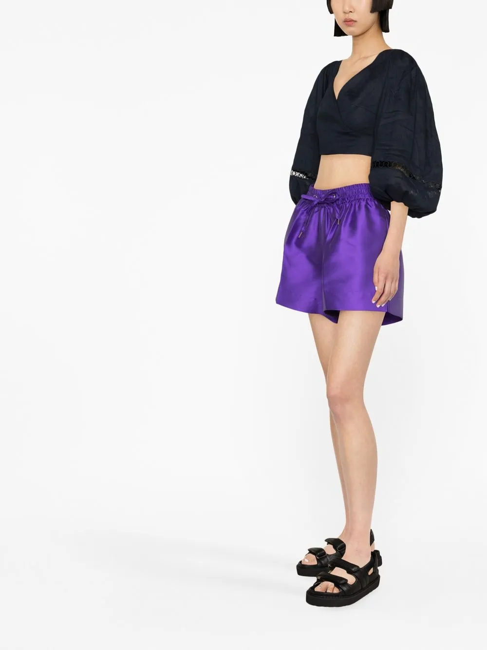 Sandro Elastische Shorts Aus Satin Farfetch