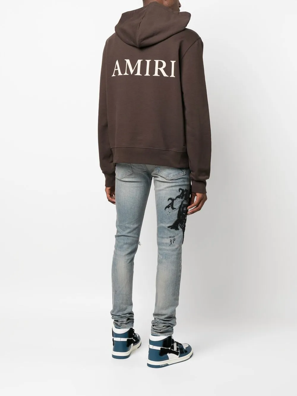 Amiri Printed Cotton-jersey Hoodie In Brown | ModeSens