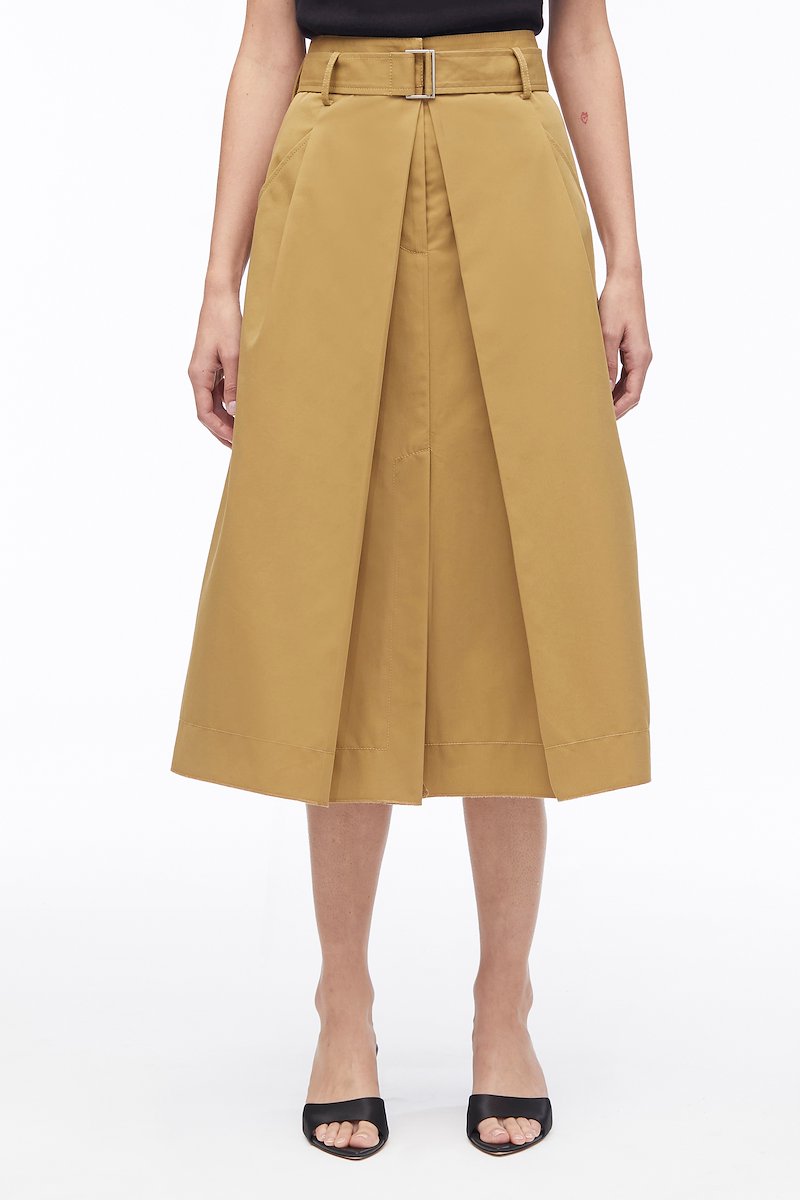 Chino Pleated Midi Skirt In Brown On Sale Up To 50 Off 31 Phillip Lim